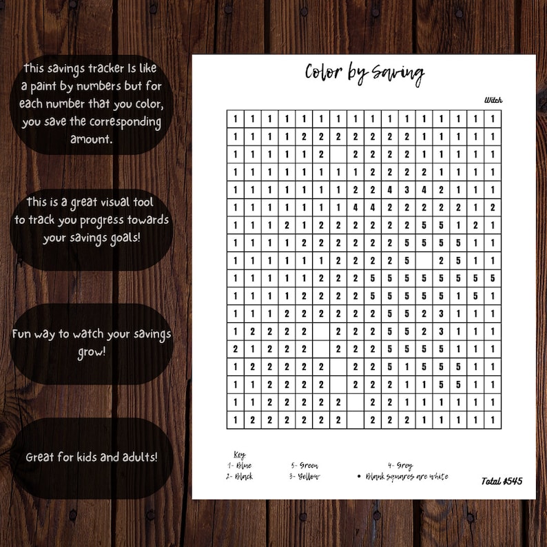 Color by Saving Witch - Savings Challenge -printable Savings Game ...