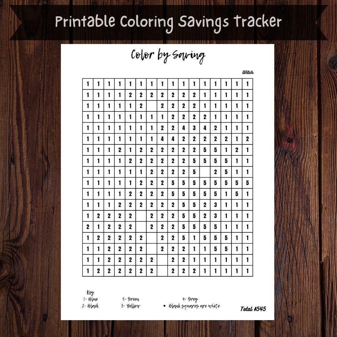 Color by Saving Witch - Savings Challenge -printable Savings Game ...