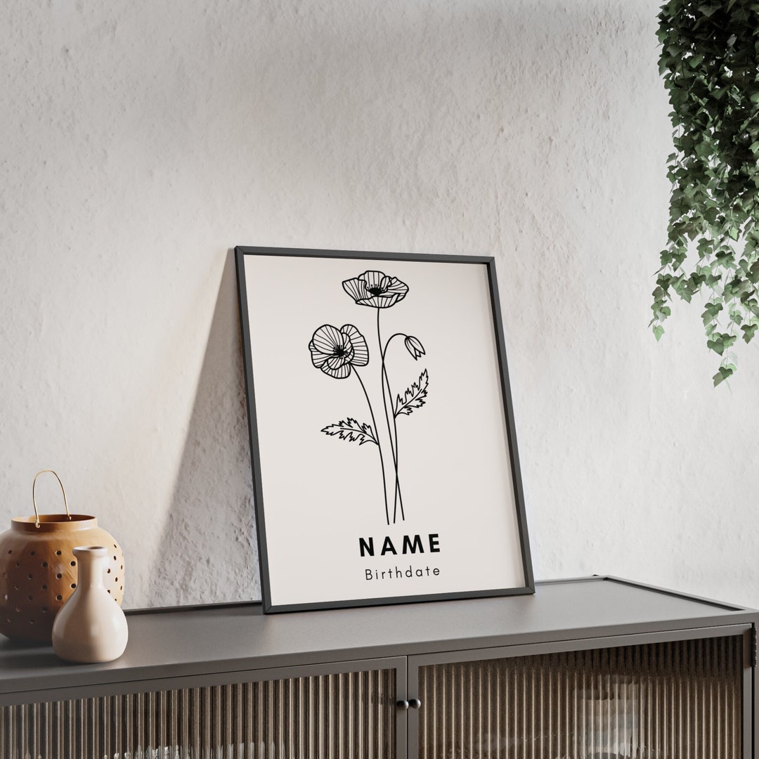 August CUSTOM Birth Flower Art Individual Birth Month Flower Line Art ...