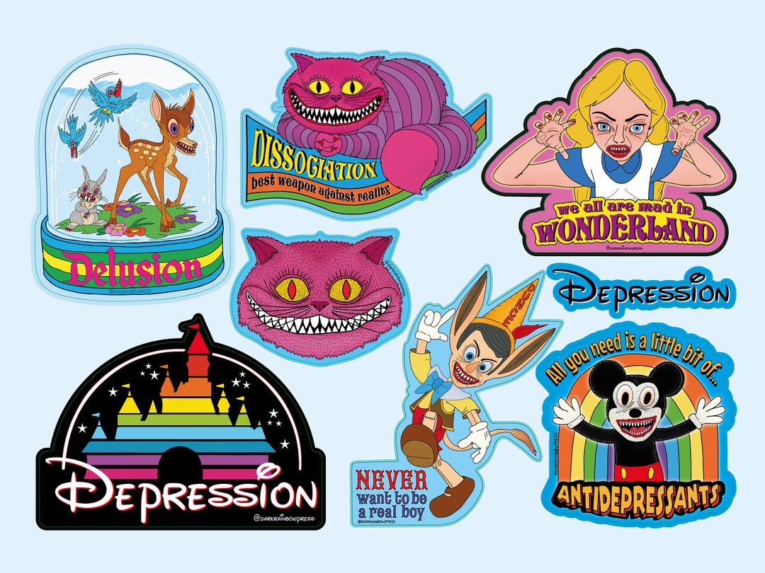 Depression Sticker Pack Laminated Vinyl Stickers Inspired by - Etsy