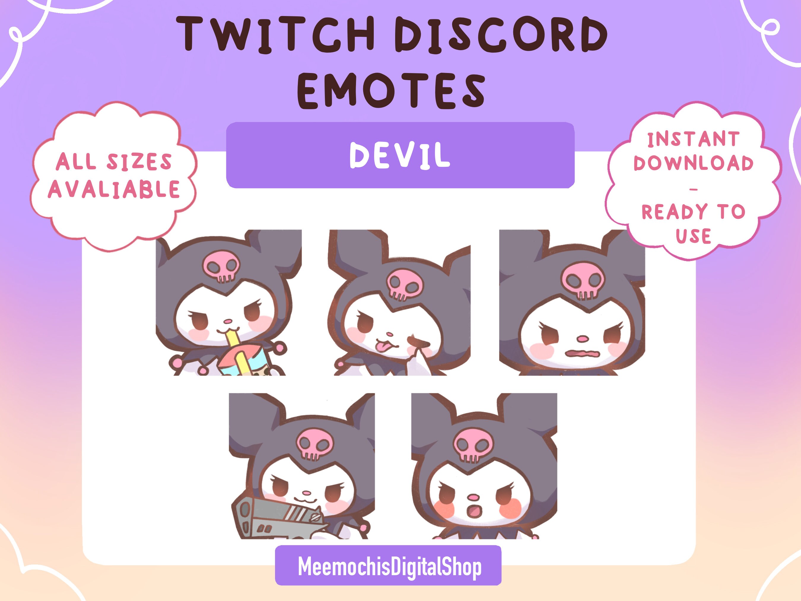 Devil Emote Pack 5emotes Twitch Discord Badgescute Disgust Bbt Bubble ...