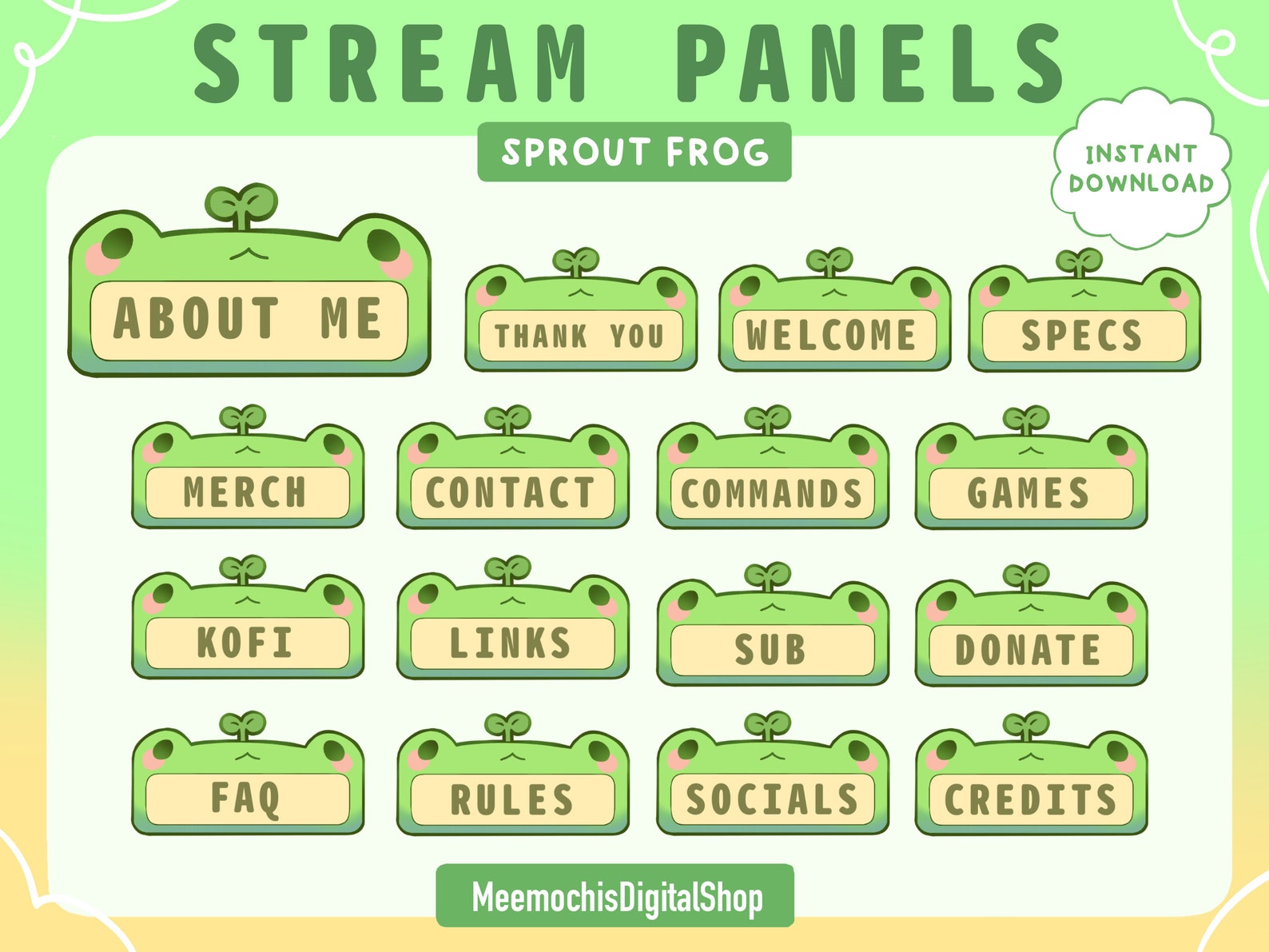 ULTIMATE Frog Sprout COMPLETE III Twitch Package︳overlays Emotes Panels ...