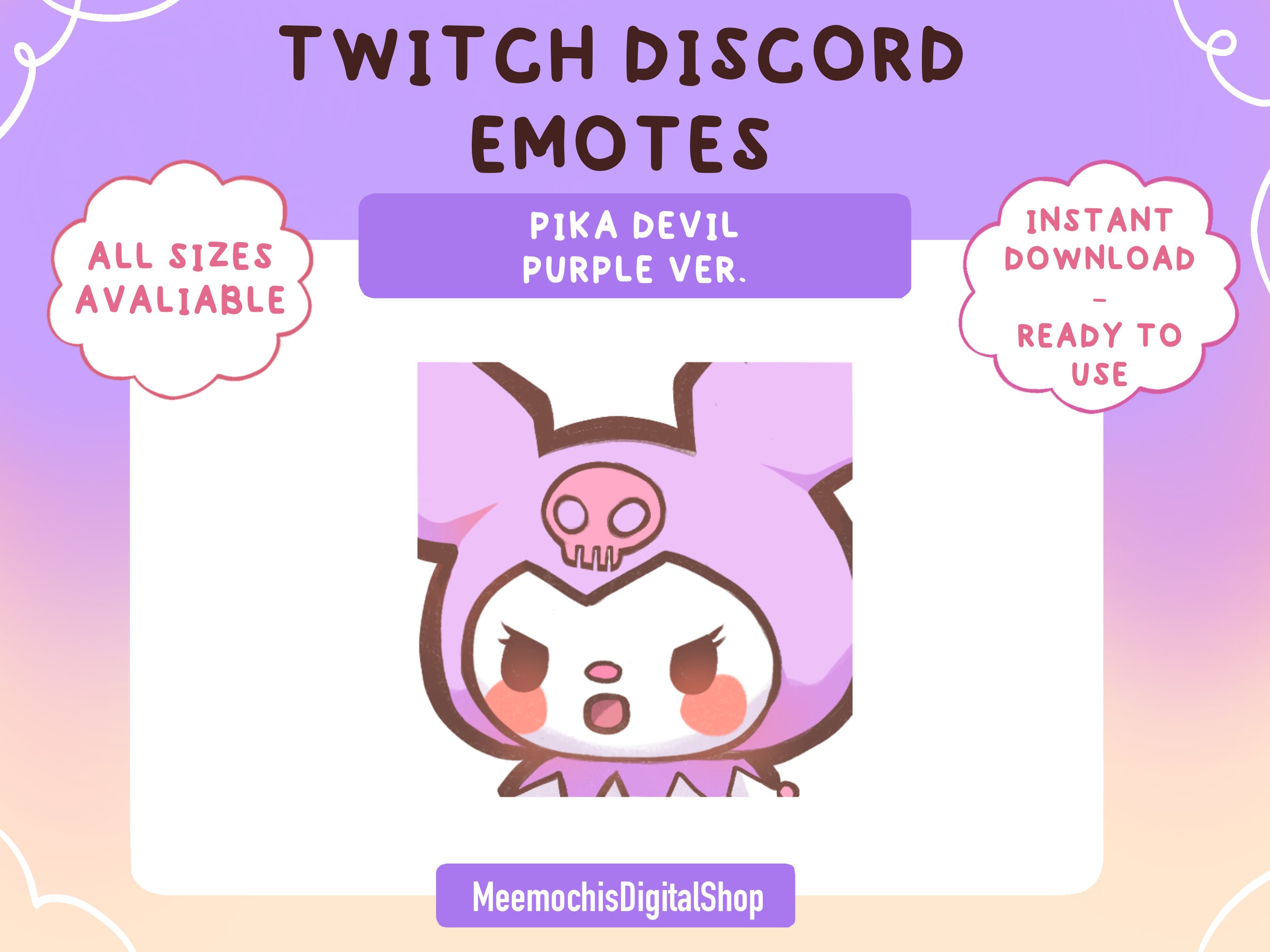 Pika Surprised Devil (1)｜emotes Twitch Discord Badges｜purple Cheeky ...