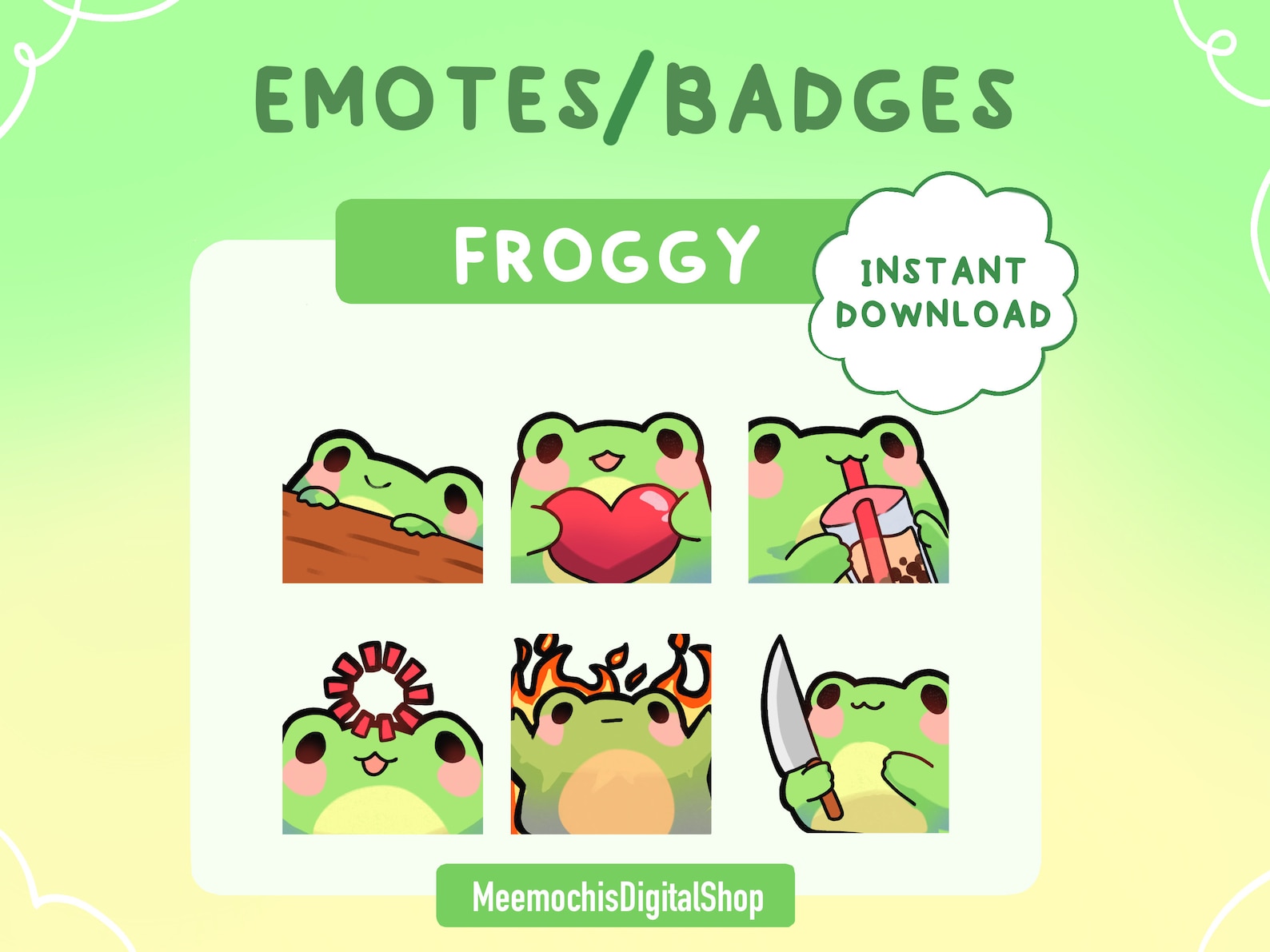 Froggy Emote Pack 6 Twitch Discord Emotes/badgesstreaming Emote Cute ...