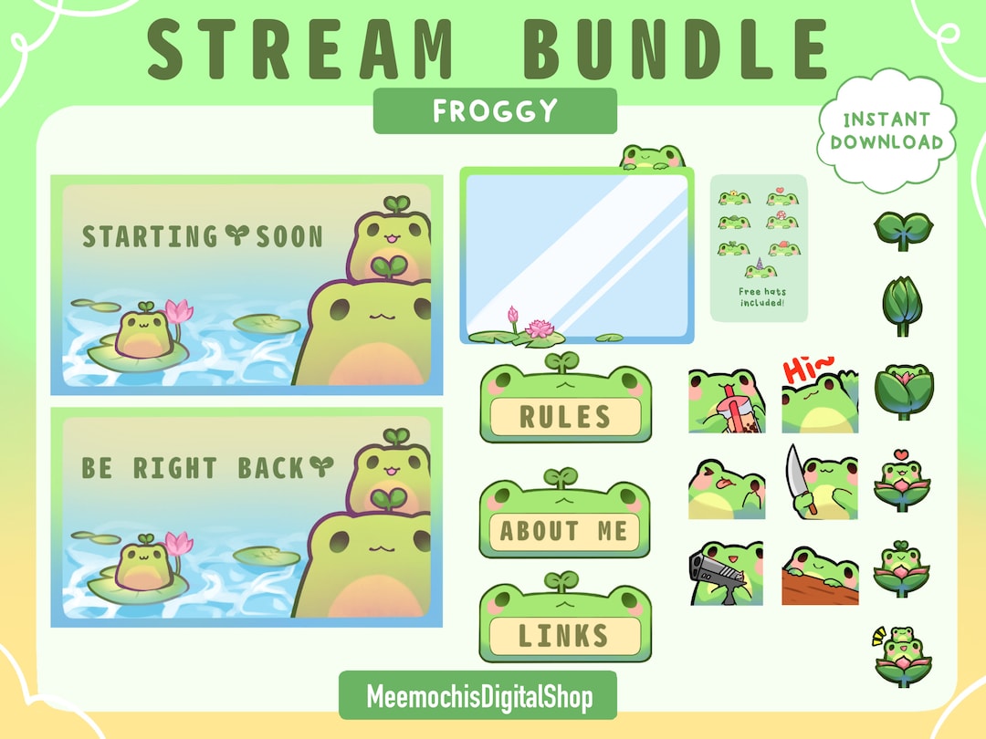 ULTIMATE Sprout Frog COMPLETE Twitch Package︳overlays Emote Panels ...