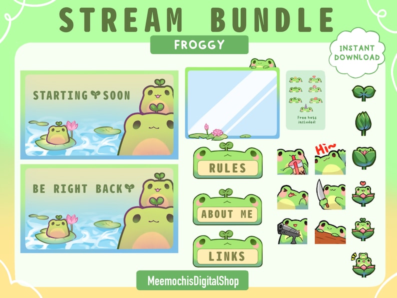 ULTIMATE Sprout Frog COMPLETE Twitch Packageoverlays Emote Panels ...