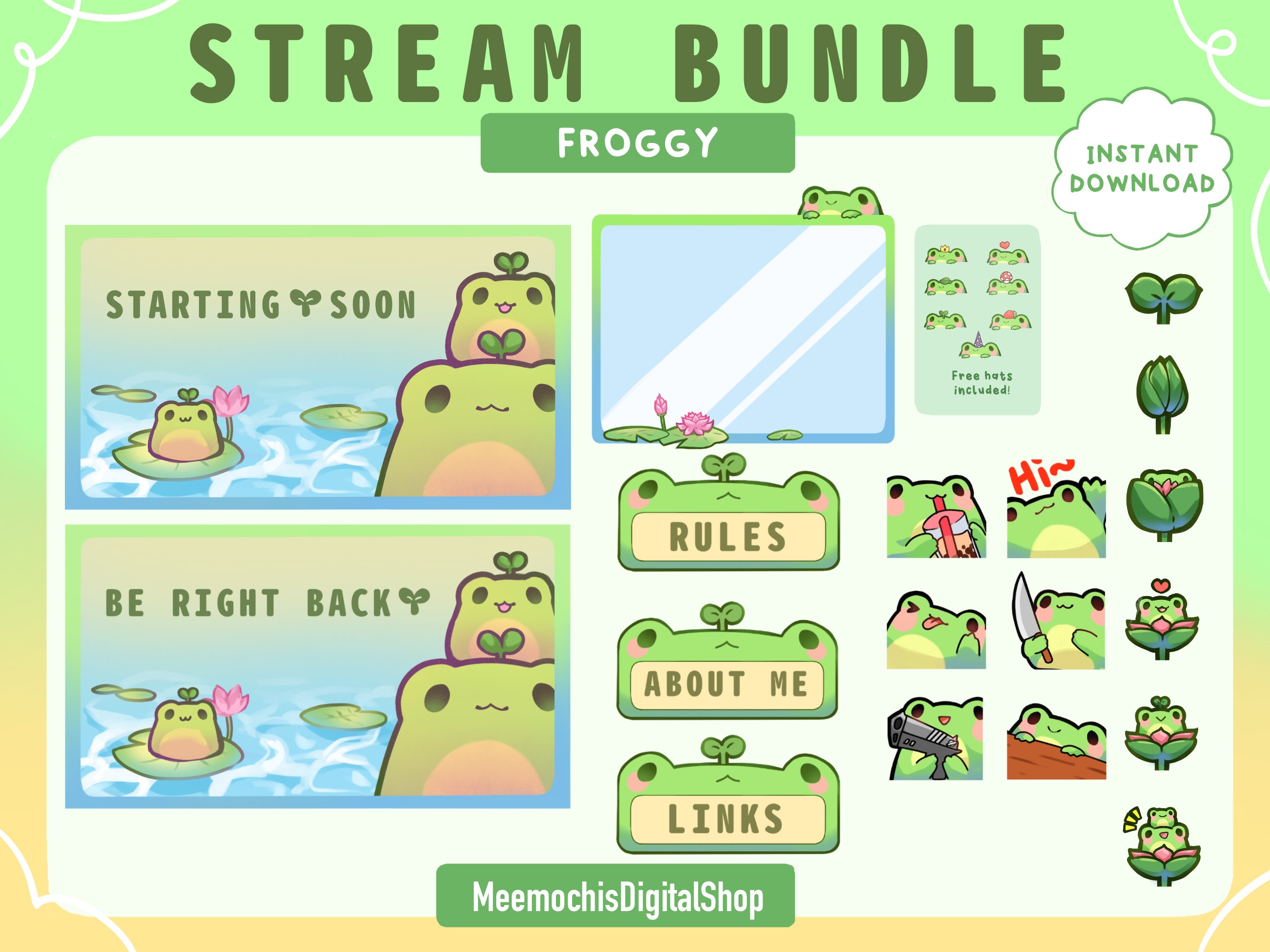 ULTIMATE Sprout Frog COMPLETE Twitch Package︳overlays Emote Panels ...