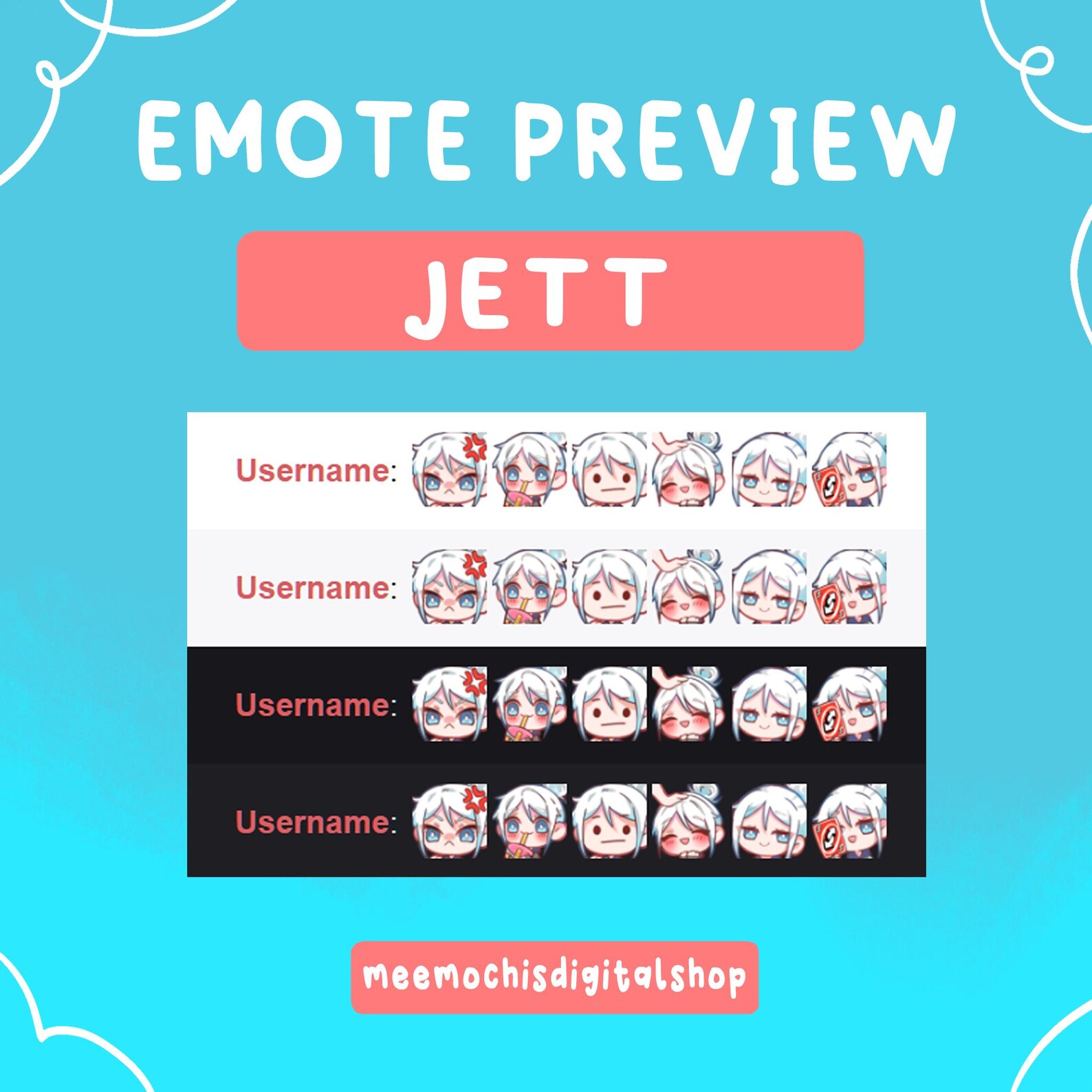 Jett Emote Pack (6)｜ Valorant Twitch Discord Emotes｜streaming Youtube ...