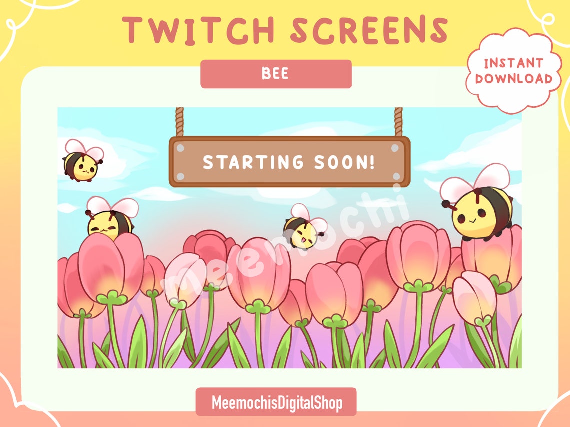 Bee Stream Overlay for Twitch︳bug Tulip Flowers Overlays Frames Frog ...
