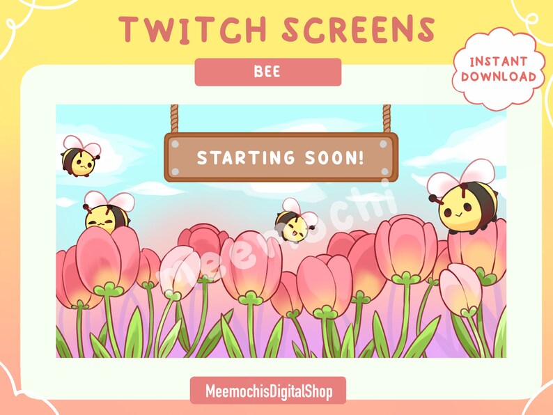 Bee Stream Overlay for Twitch︳bug Tulip Flowers Overlays Frames Frog ...