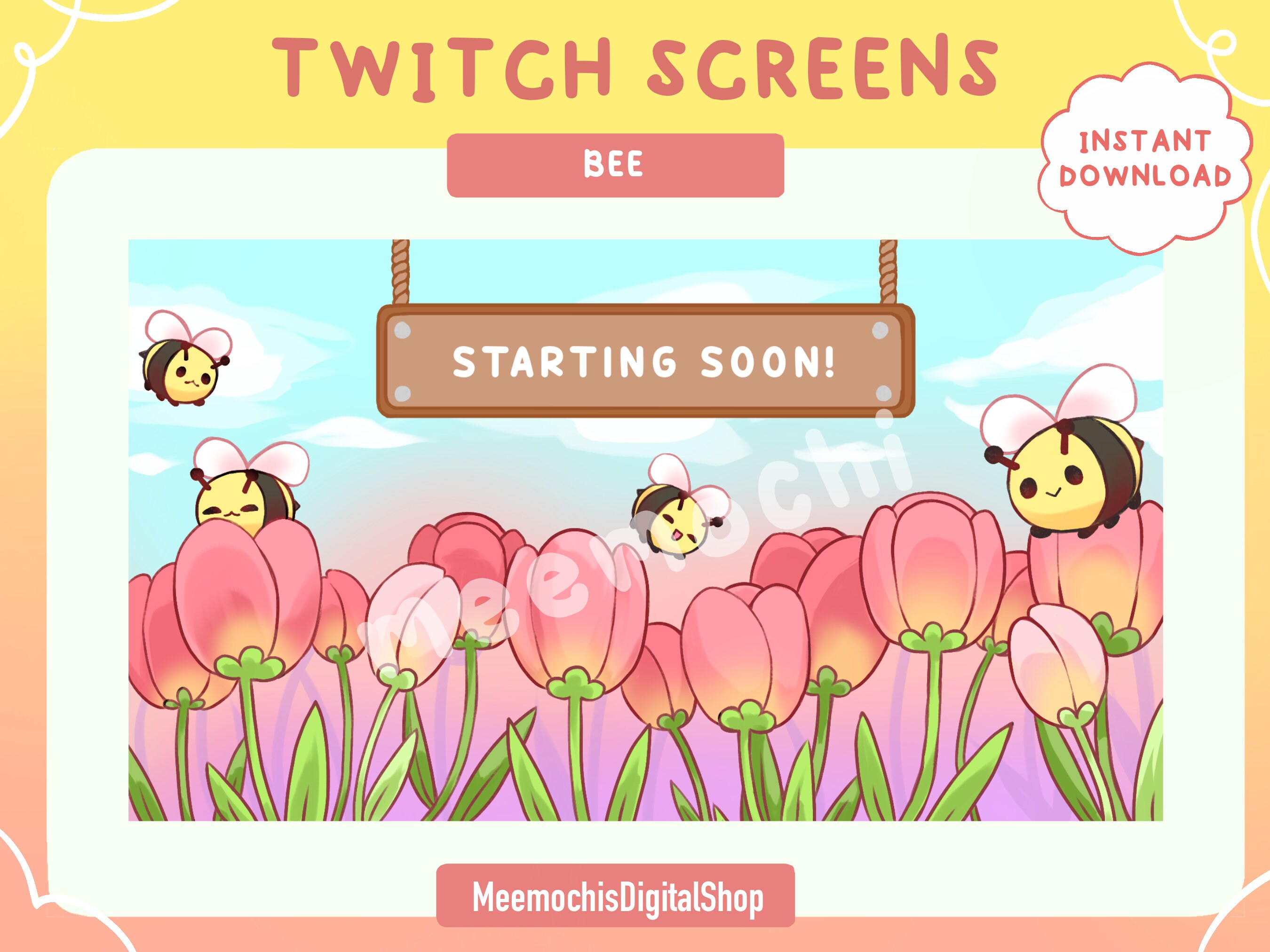 Bee Stream Overlay for Twitch︳bug Tulip Flowers Overlays Frames Frog ...