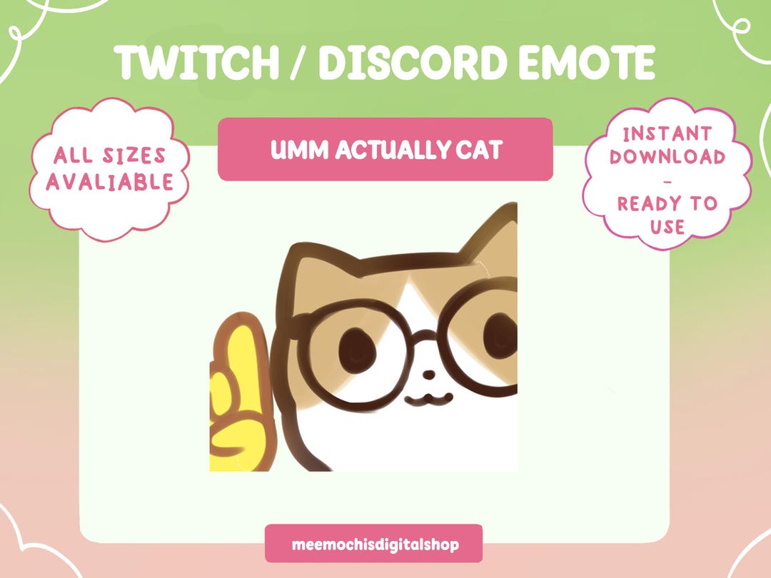 Umm Actually Cat Meme Individual Emote (1) ｜ Twitch Discord Emotes ...