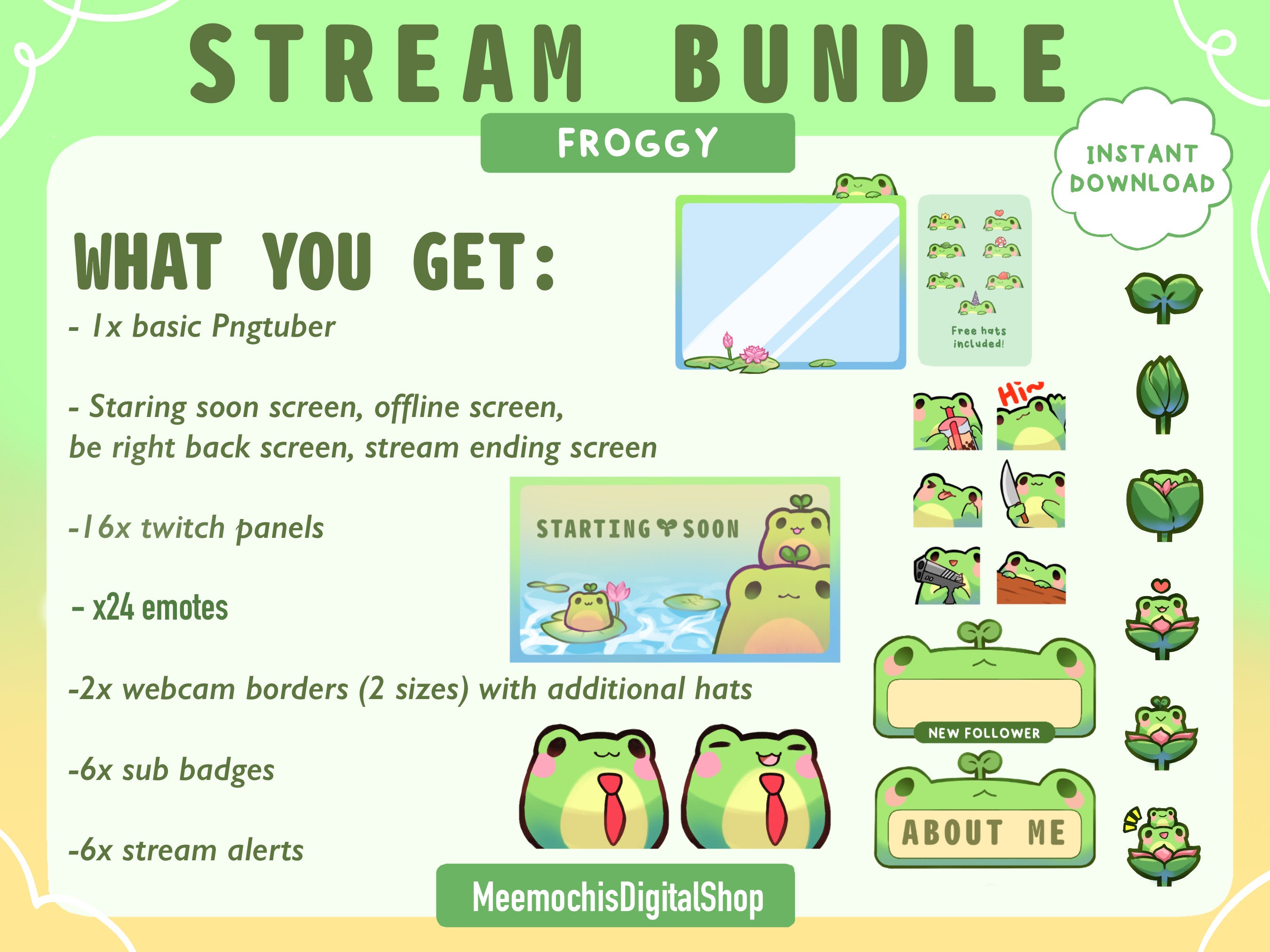 ULTIMATE Frog Sprout COMPLETE III Twitch Packageoverlays Emotes Panels ...