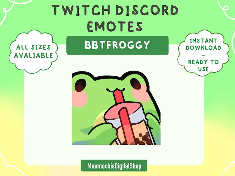 Bubble Tea Froggy Individual Emote ｜ Twitch Discord Emotes/badges ...