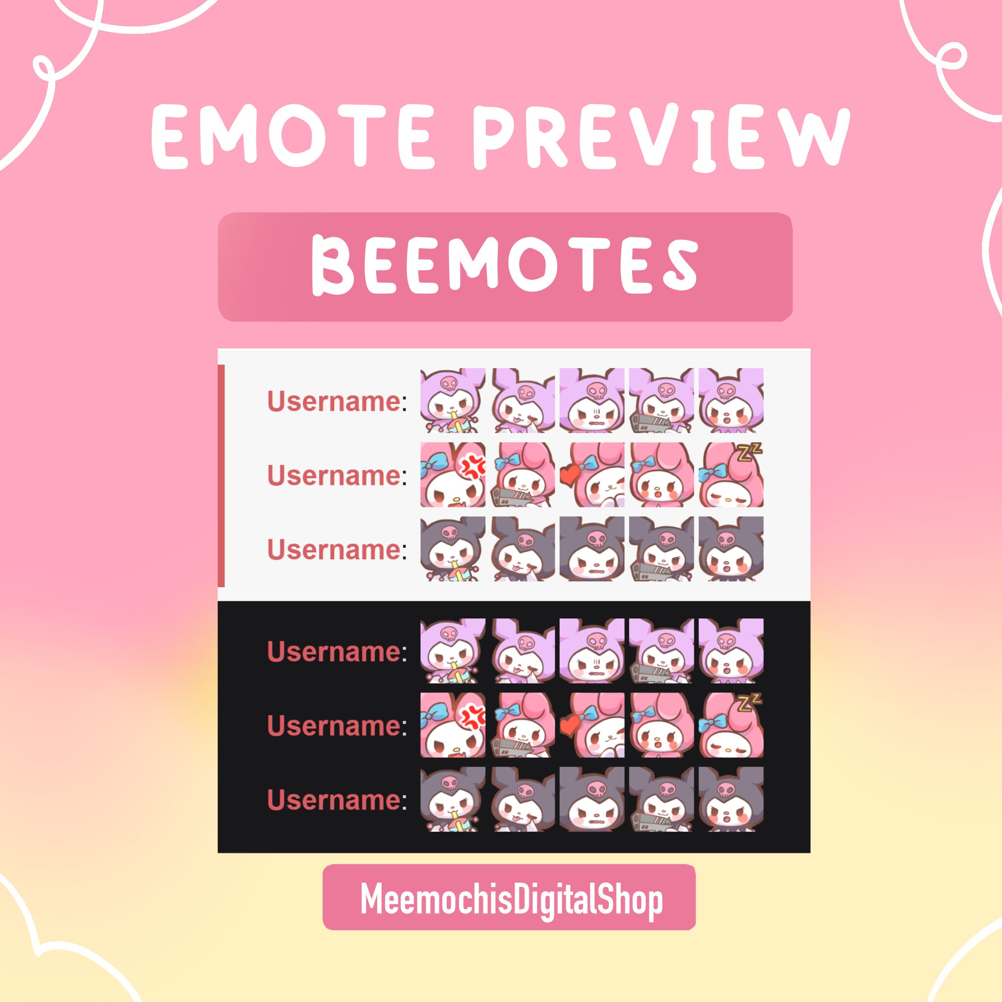 Pink Bun Emote Pack (5)｜emotes Twitch Discord Badges｜cute Sleep Sleepy ...