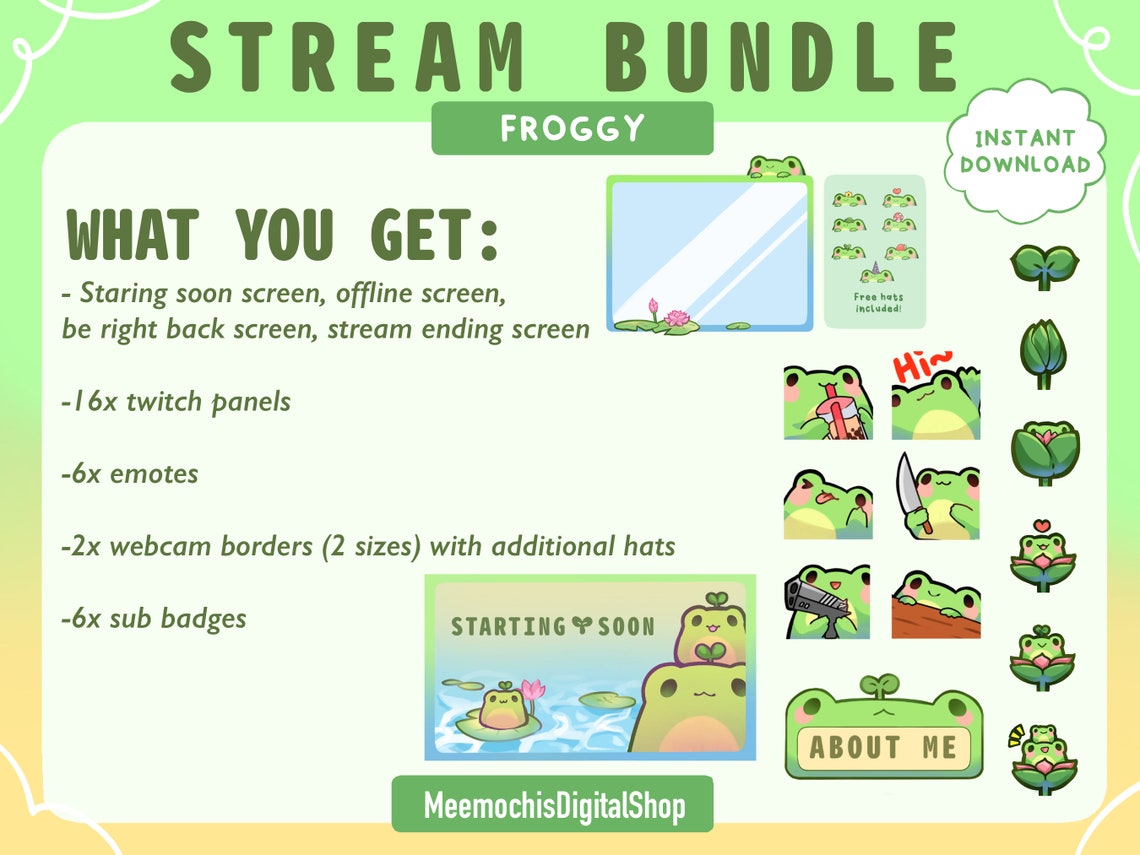 ULTIMATE Sprout Frog COMPLETE Twitch Package︳overlays Emote Panels ...