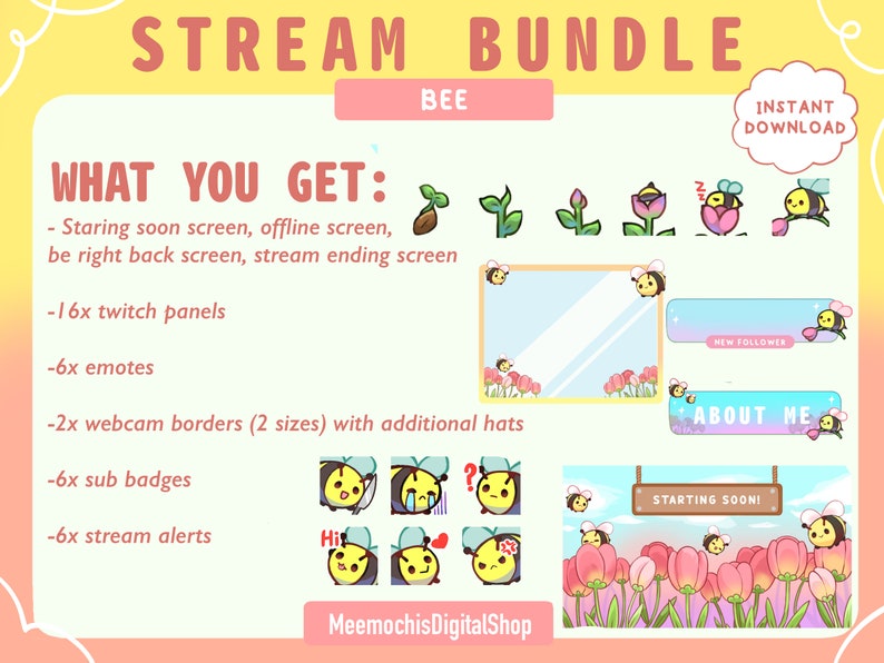 ULTIMATE Bee Twitch Package︳complete Bumble Overlays Emote Panels ...