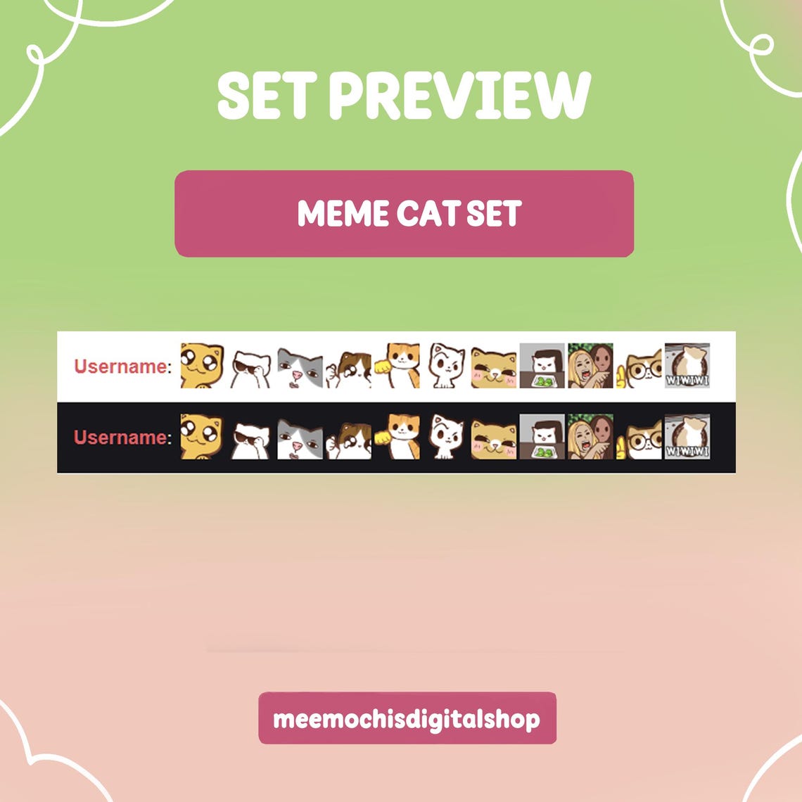 Cat Meme Pack (11) ｜ Twitch Discord Badges｜streaming Emote Cute Cat ...