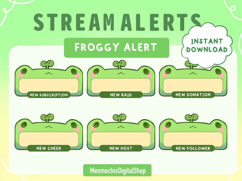 Static Froggy Stream Alert Package (6) for Twitch｜twitch Overlays ...