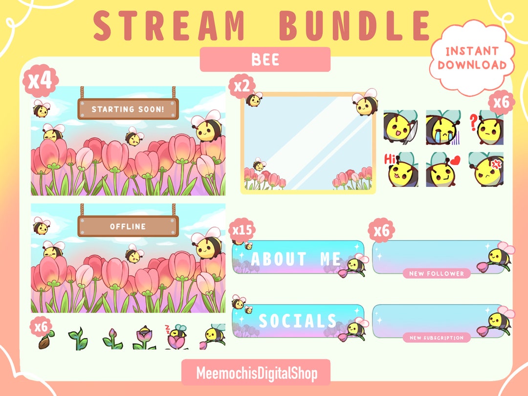 ULTIMATE Bee Twitch Package︳complete Bumble Overlays Emote Panels ...