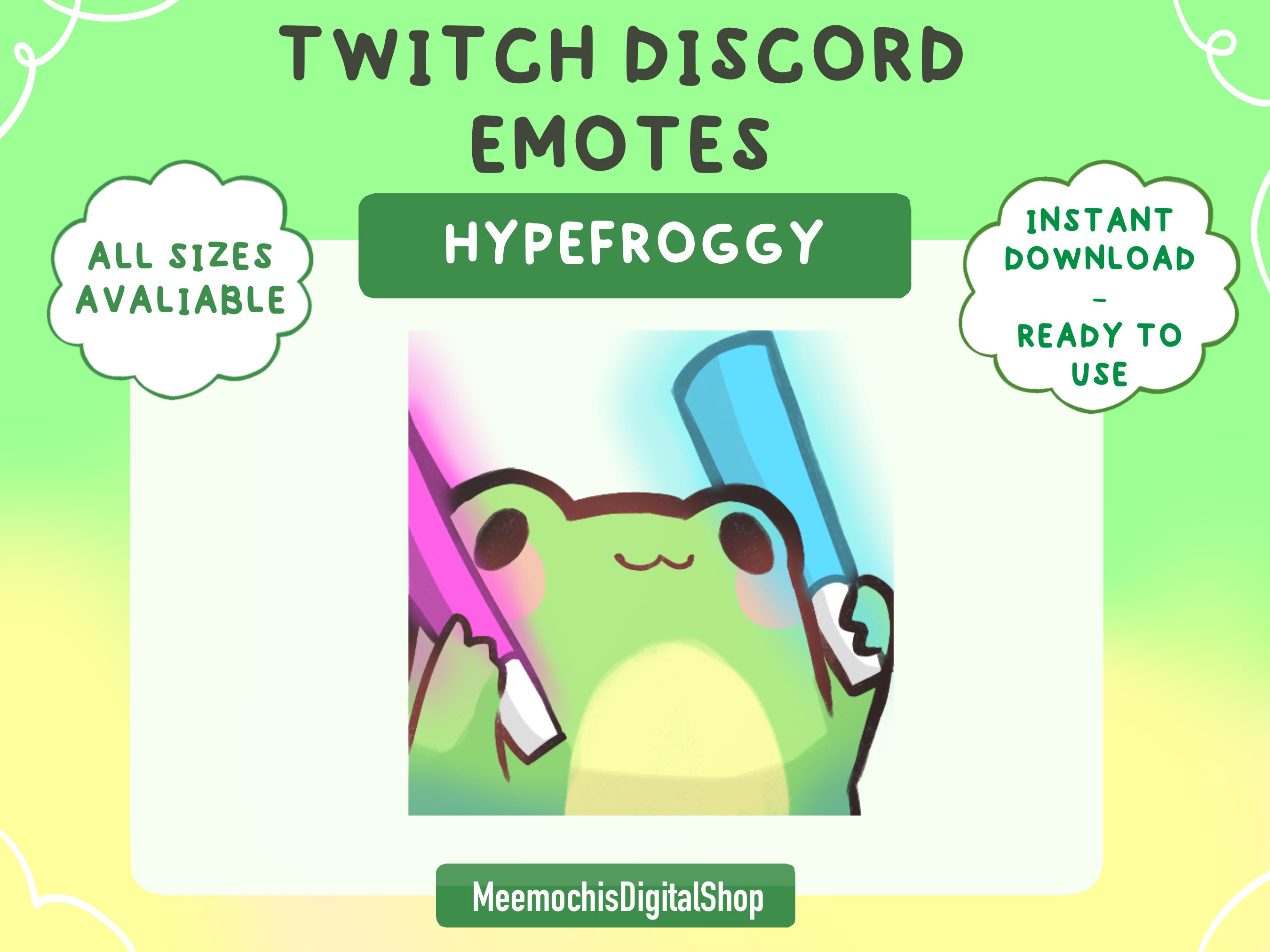 Hype Froggy Individual Emote ｜ Twitch Discord Emotes/badges｜streaming ...