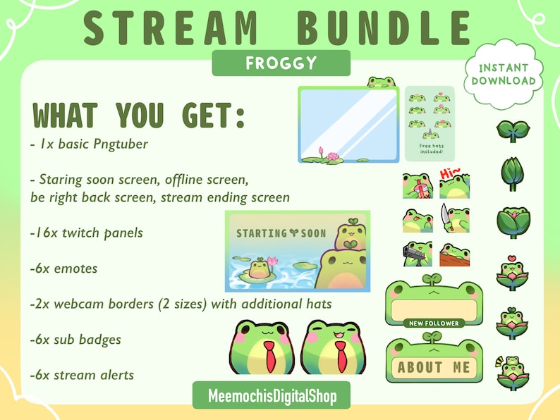 ULTIMATE Frog Sprout COMPLETE II Twitch Package︳overlays Emotes Panels ...