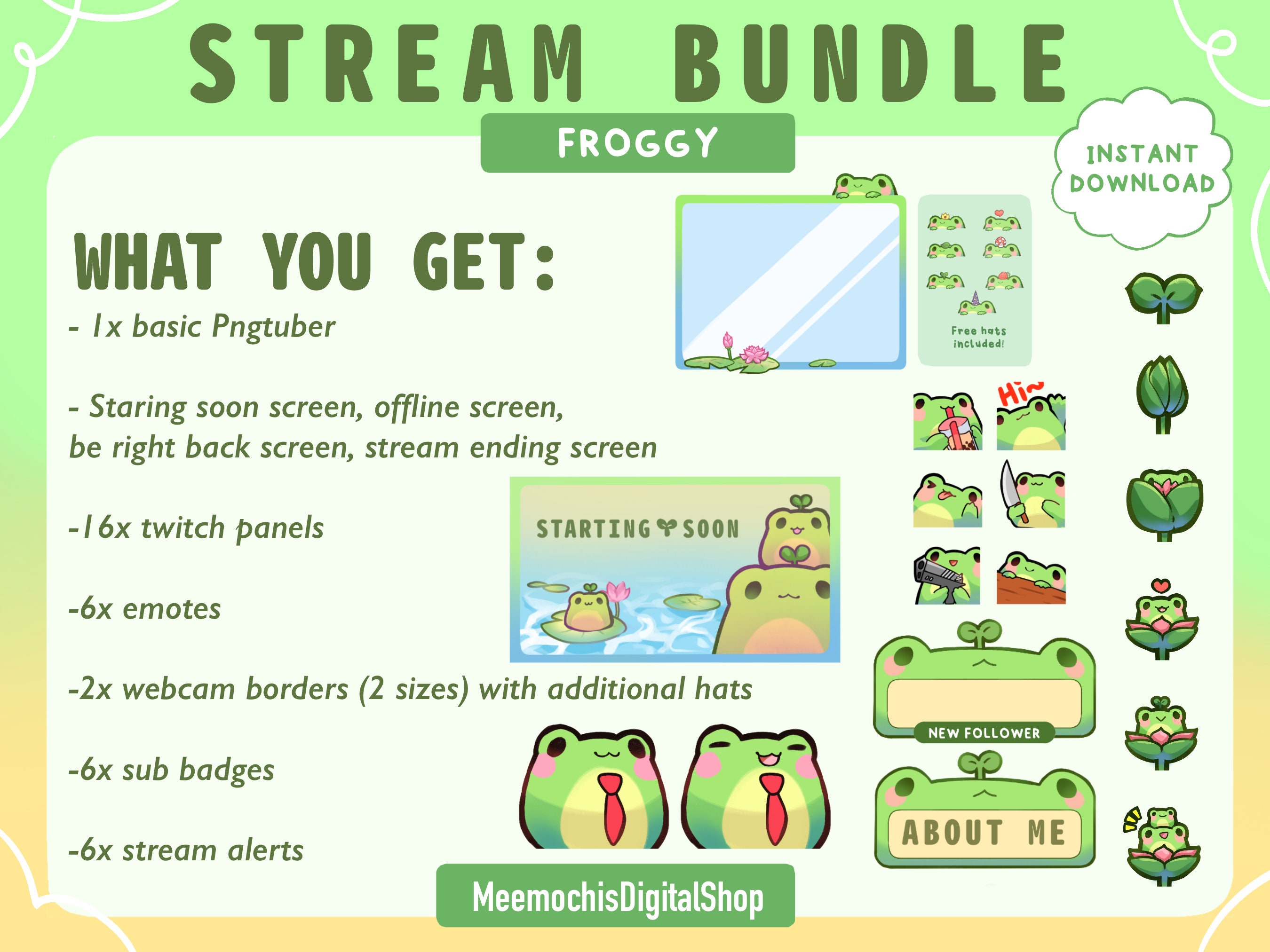 ULTIMATE Frog Sprout COMPLETE II Twitch Packageoverlays Emotes Panels ...