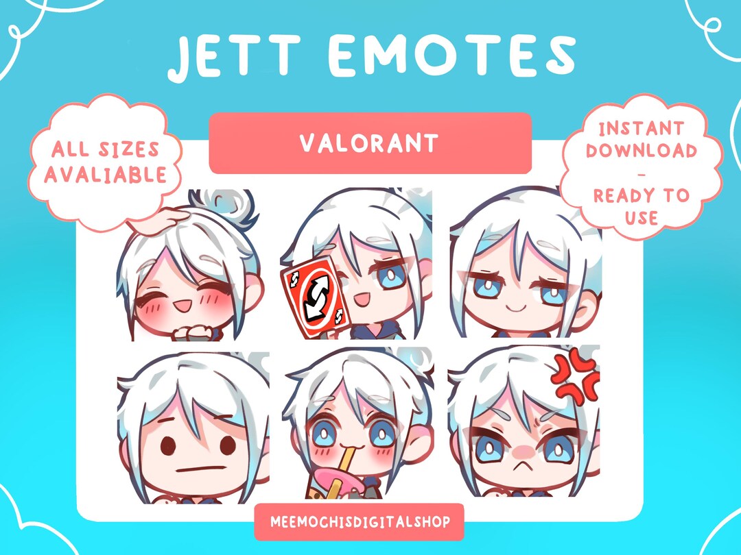 Jett Emote Pack (6)｜ Valorant Twitch Discord Emotes｜streaming Youtube ...