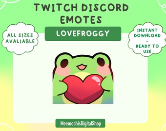 Cute Frog Animated Emote Twitch Love Button Discord Stickers Animal ...