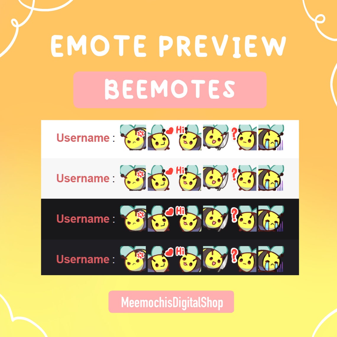 Bee Emote Pack III (6)｜beemotes Twitch Discord Badges｜question Mark Hi ...
