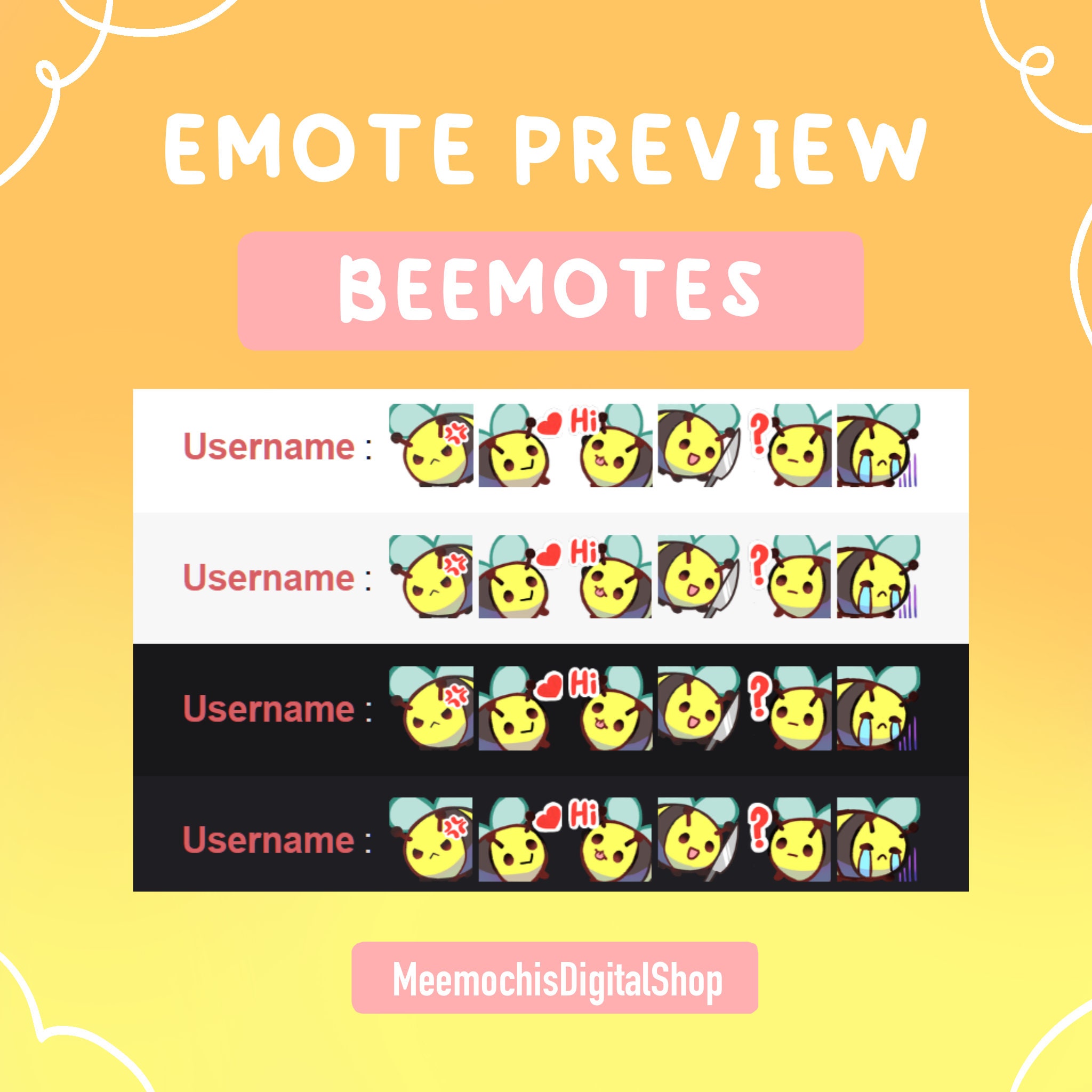 Bee Emote Pack III (6)｜beemotes Twitch Discord Badges｜question Mark Hi ...