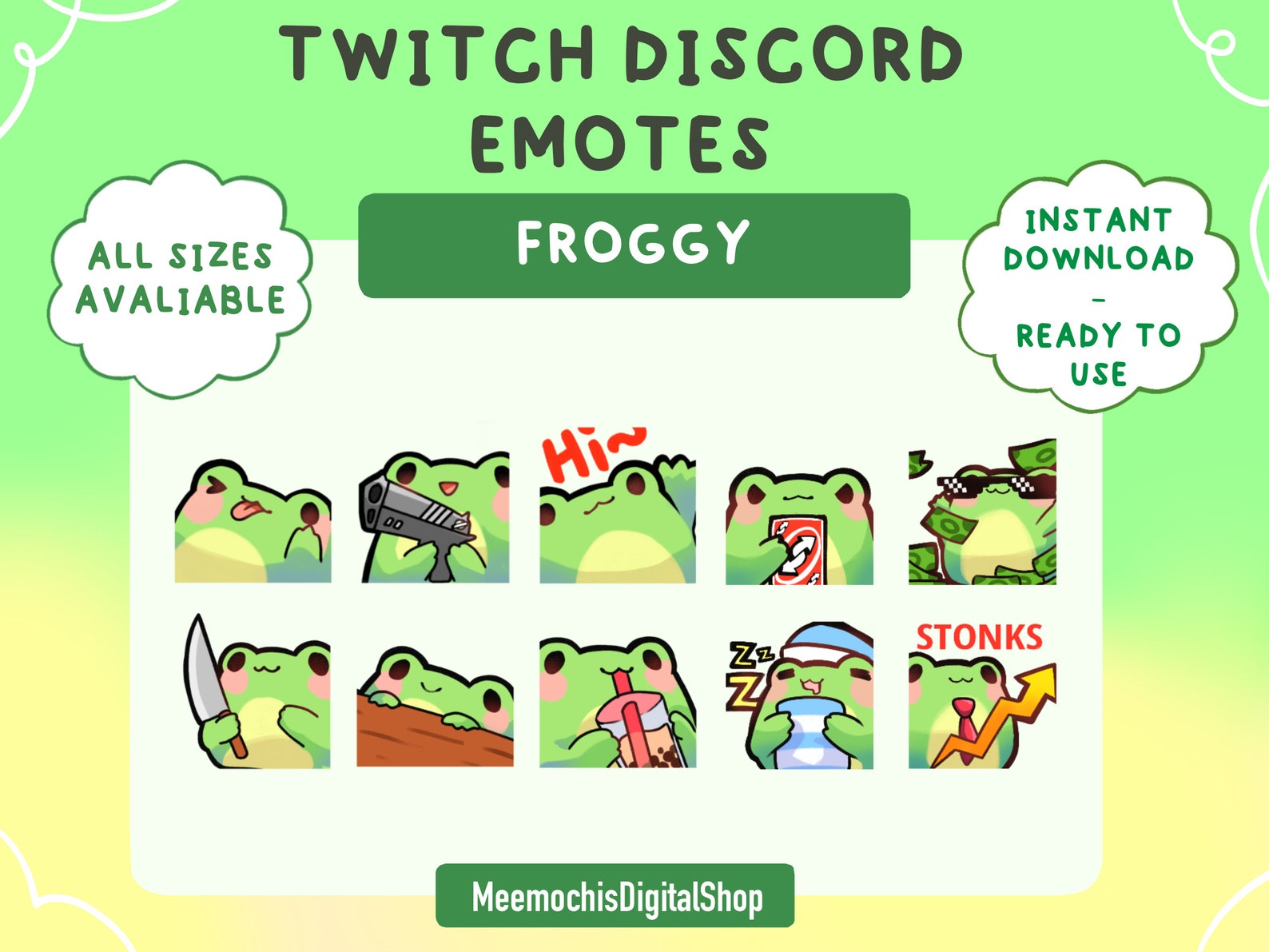 ULTIMATE Frog Sprout COMPLETE II Twitch Package︳overlays Emotes Panels ...