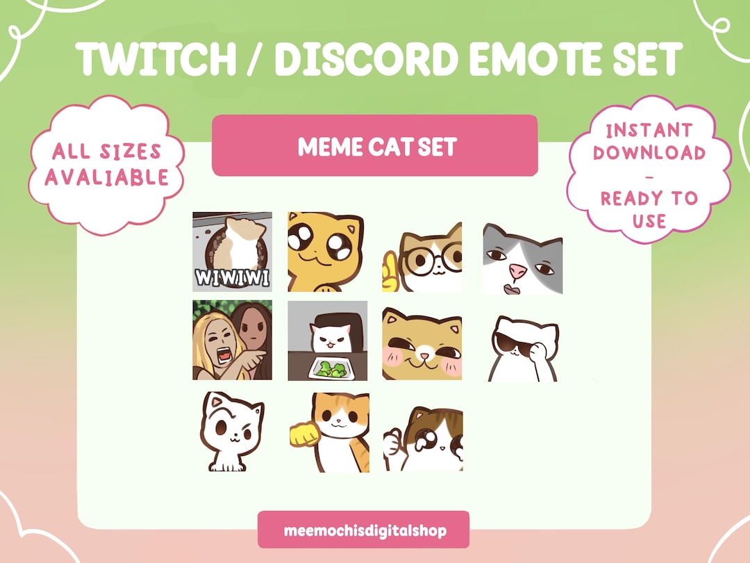 Cat Meme Pack (11) ｜ Twitch Discord Badges｜streaming Emote Cute Cat ...