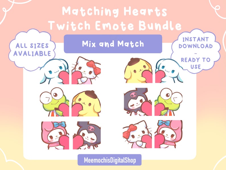 Besties Bundle Emotes Pack (12)｜twitch Discord Badges｜heart Matching ...