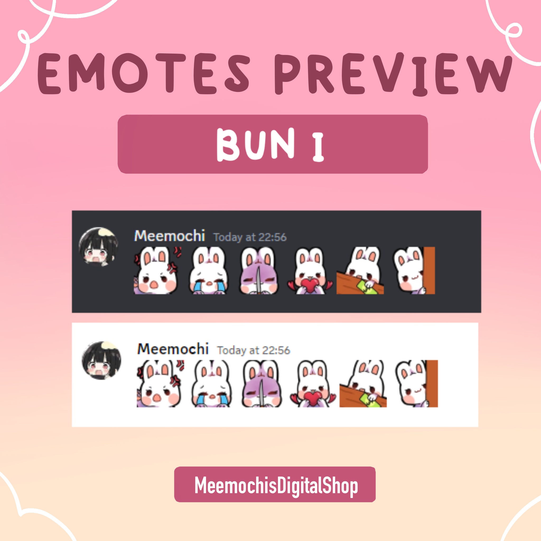 Bunny Emote Pack (6) ｜ Twitch Discord Emotes Badges｜streaming Youtube ...