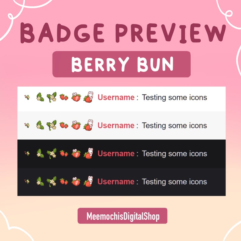 Strawberry Bun Twitch Sub Badge Pack (6) ｜ Twitch Discord Bit Badges ...