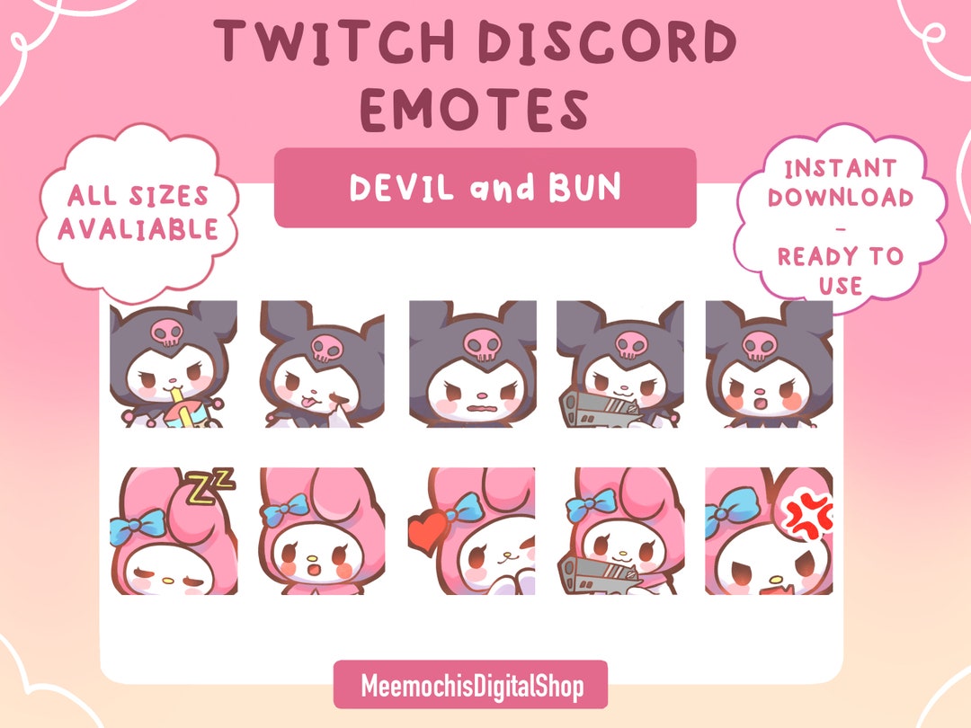 Purple Devil Pink Bun Emote Pack (10)｜emotes Twitch Discord Badges｜cute ...