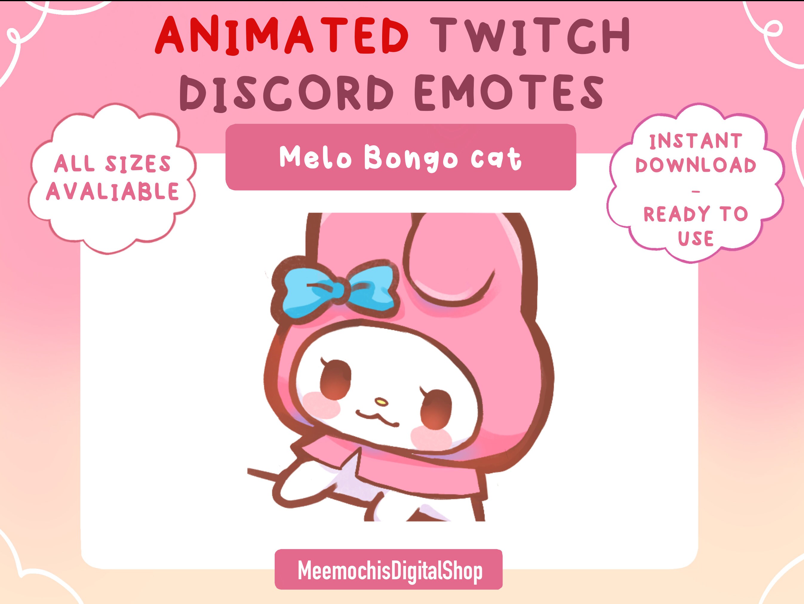 ANIMATED Bunny Bongo Cat Emote｜twitch Discord Badges｜cute Kitty Cheeky ...