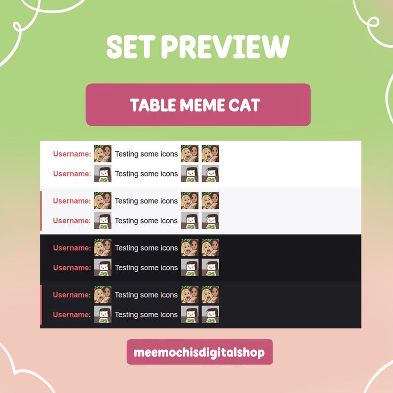 Table Cat Meme Individual Emote (2) ｜ Twitch Discord Emotes/badges ...