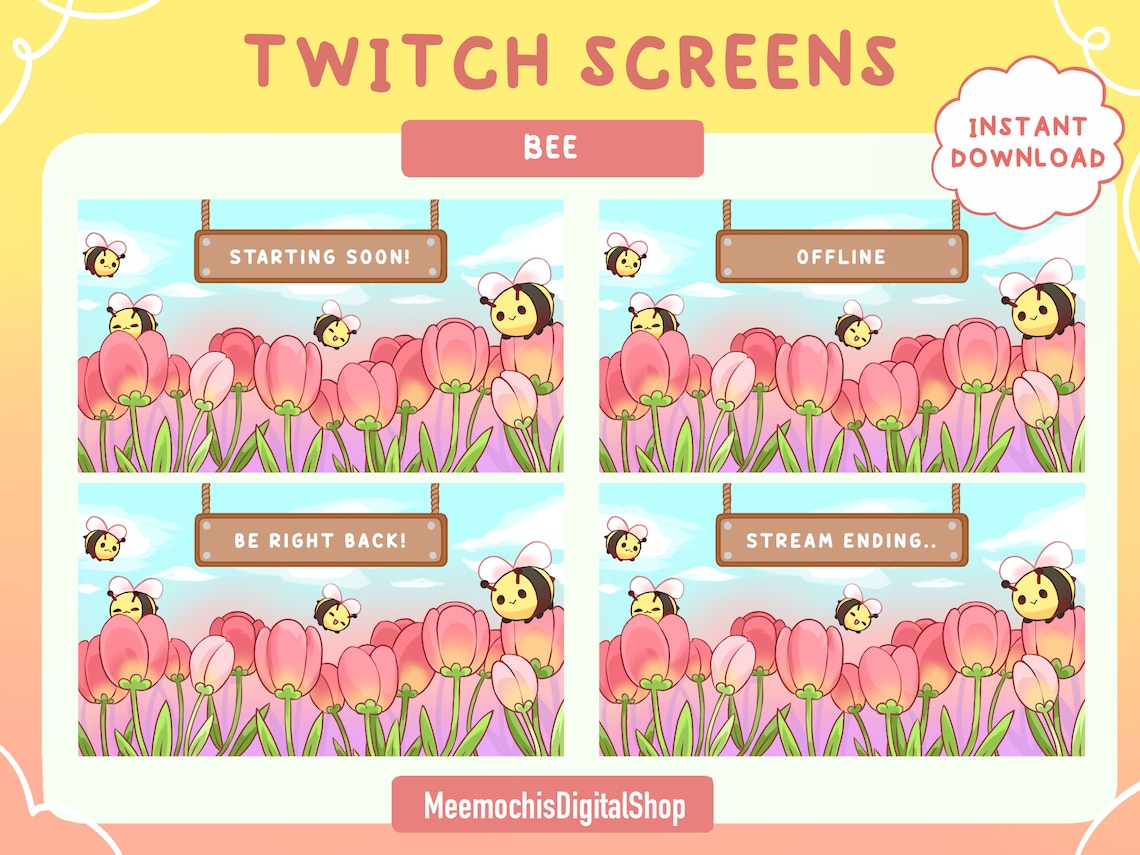 Bee Stream Overlay for Twitch︳bug Tulip Flowers Overlays Frames Frog ...
