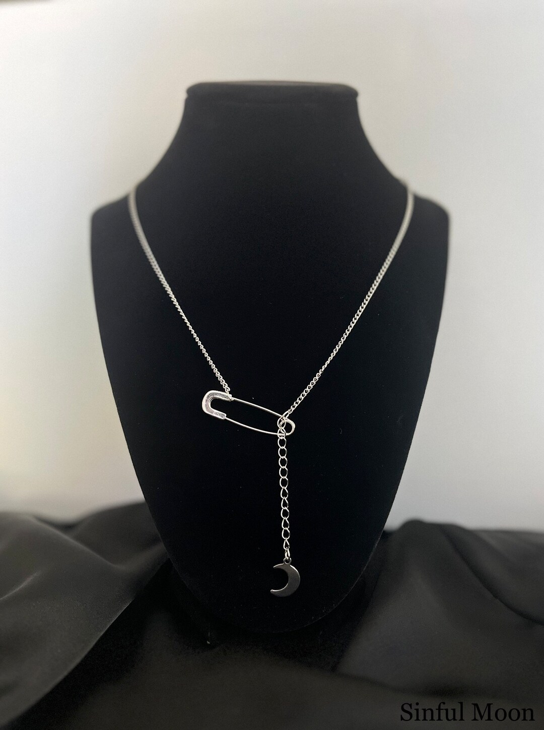 BTS Army JIMIN safety Pin Moon Pendant K-pop Inspired Necklace. K-pop ...