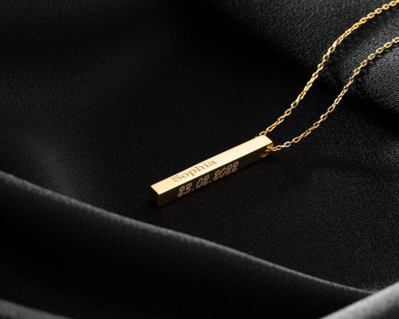 Vertical Bar Necklace . Vertical Name Bar Necklace for Mom - Etsy