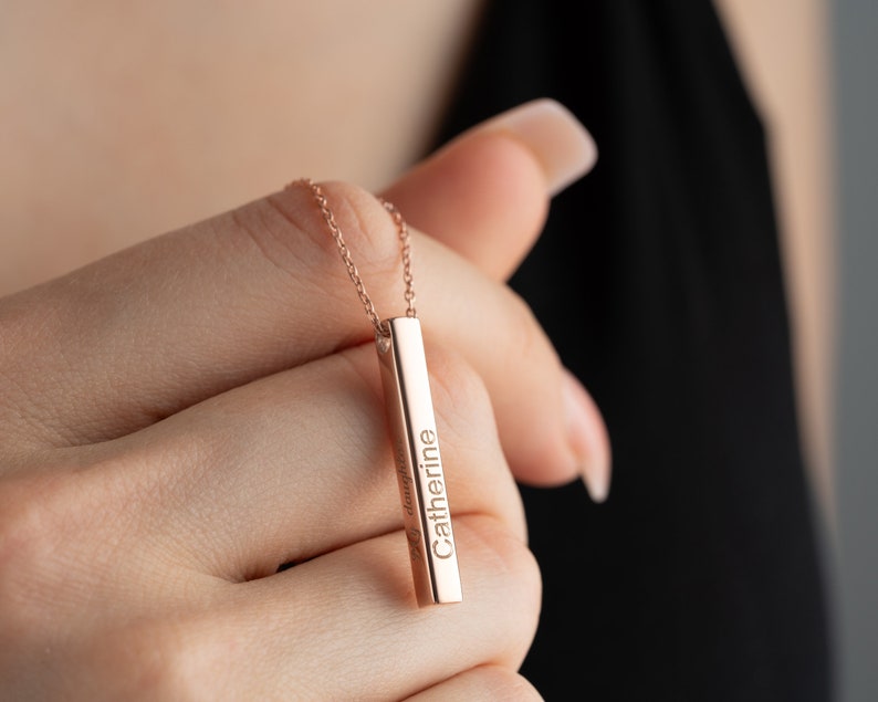 Vertical Bar Necklace . Vertical Name Bar Necklace for Mom - Etsy