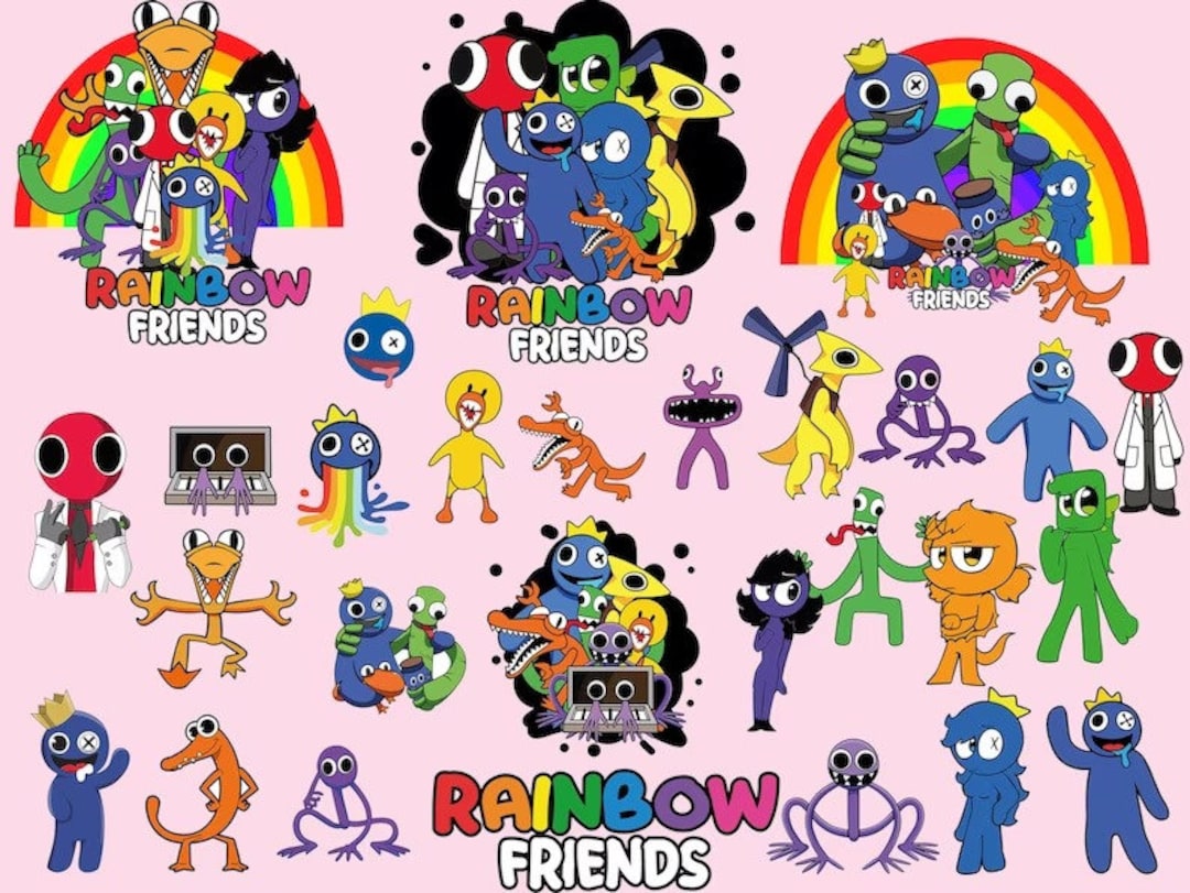 30 Rainbow Friends Clipart PNG Bundle Blue PNG Bundle - Etsy