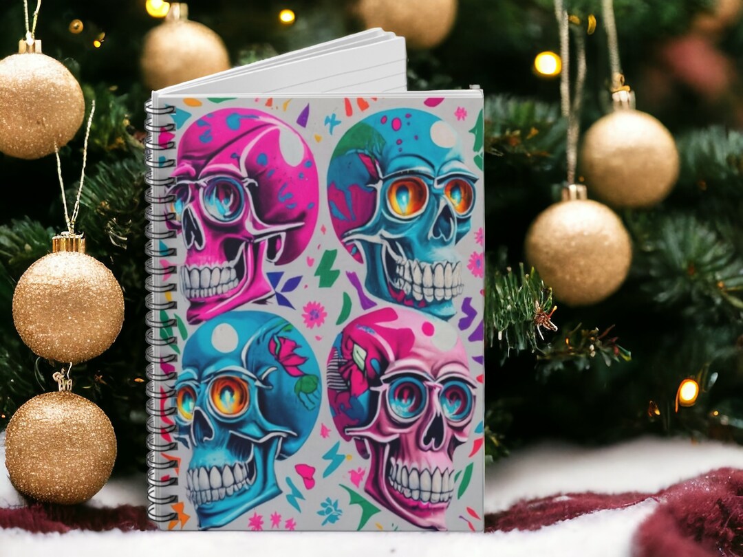 Vibrant Skull Notebook, Journal, Journaling, Shopping List, Holiday ...