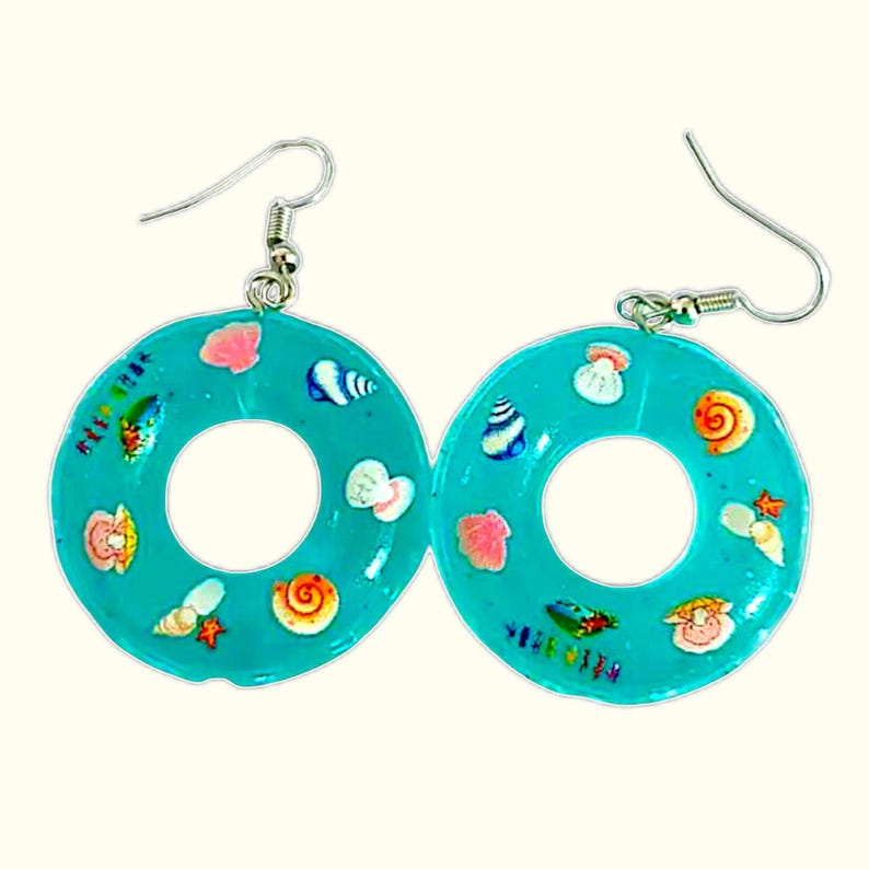 Pool Float, Beach Hoop Earrings,ocean-inspired Acrylic Earrings, Summer ...