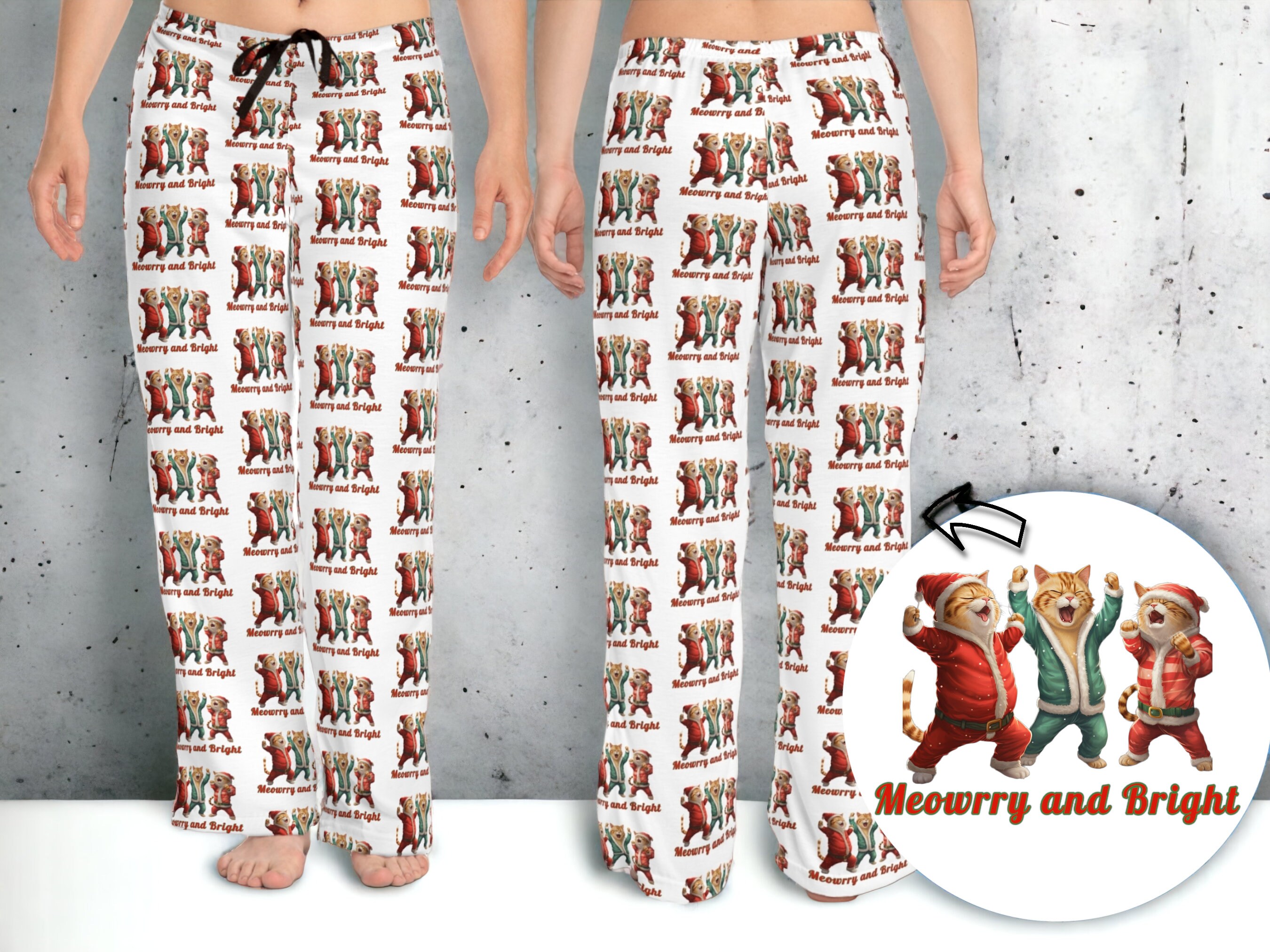 Cats in Christmas Pajamas, Meowrry and Bright Christmas Pajamas Pants ...