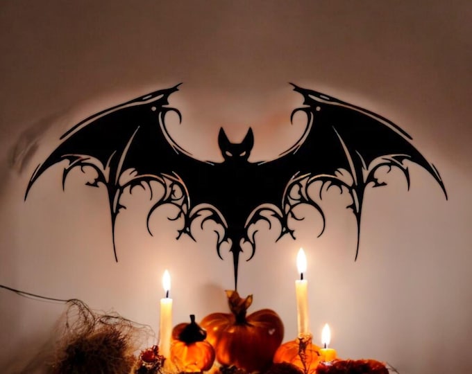 Metal Bat, Halloween Wall Decor, Iron Sign, Home Decor, Wall Hanger ...