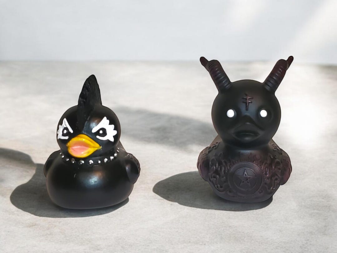 3x3 Goth Punk Resin Ducks Set of 2, Mohawk, Devil Hornsp, Flames ...