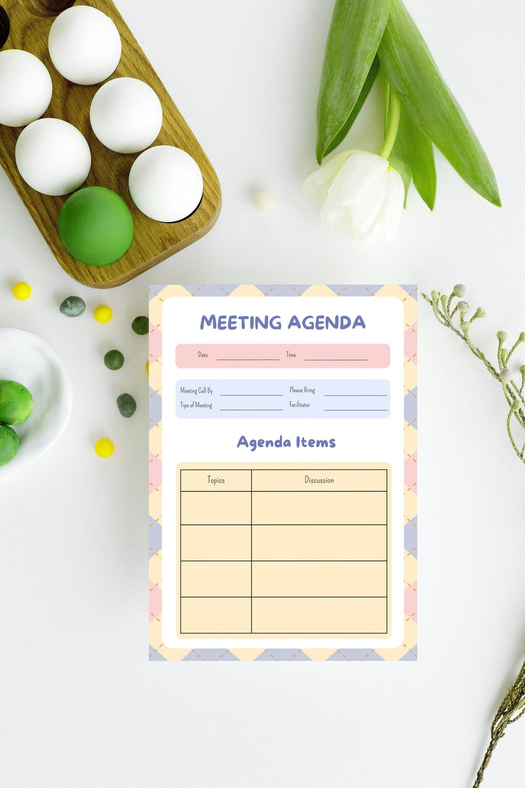 Easter Themed Meeting Agenda, Meeting Agneda, Digital Download - Etsy